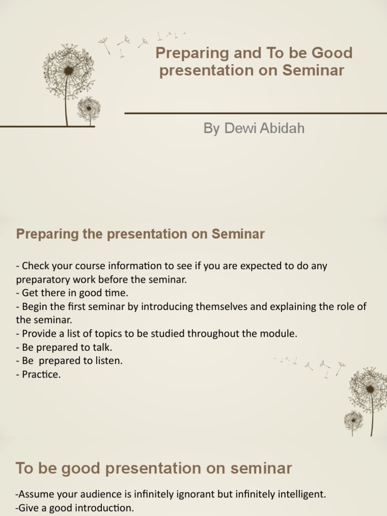 Seminar Presentation Tips Guide | PDF | Language Arts & Discipline