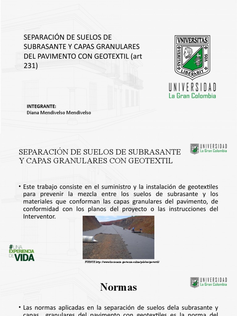 SEPARACIÓN DE SUELOS DE SUBRASANTE Y CAPAS GRANULARES DEL PAVIMENTO CON ...