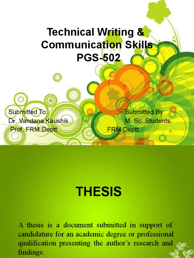 Technical Writing & Communication Skills PGS-502 | PDF | Thesis ...