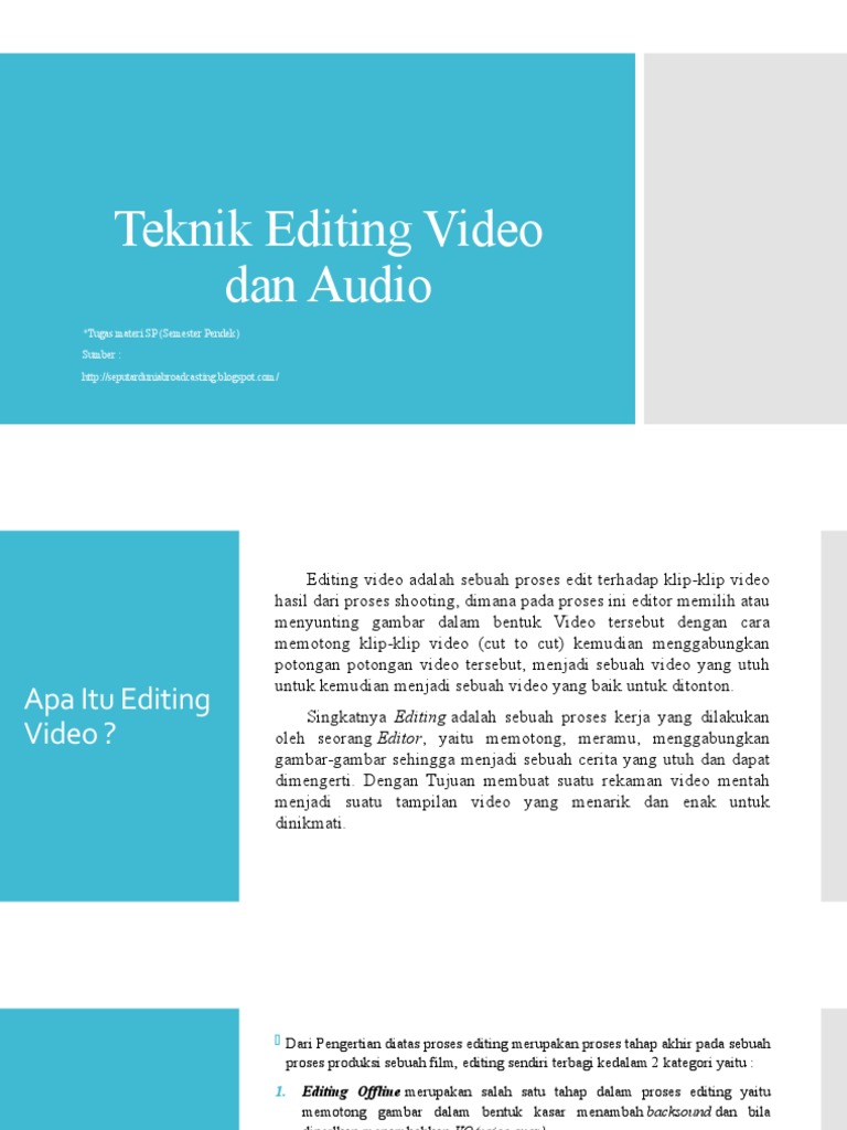 Teknik Editing Video Dan Audio 1 | PDF