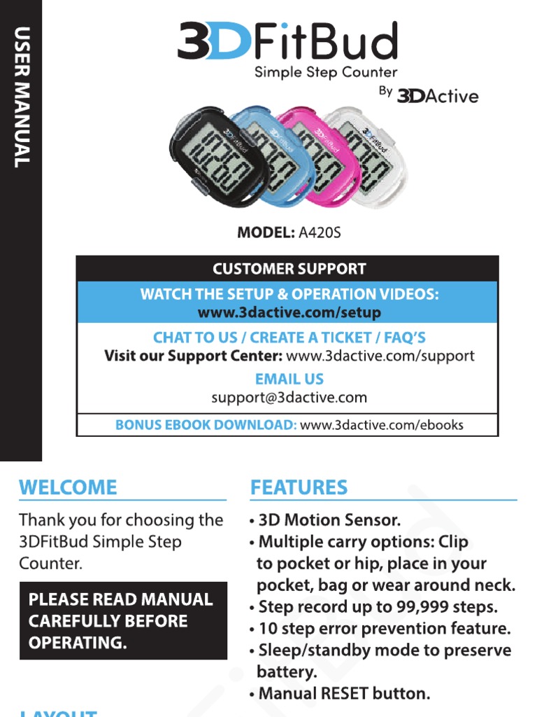 3DFitBud Simple Step Counter - User Manual (8-1-20) | PDF