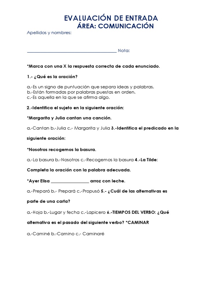 Prueba Comunicación | PDF