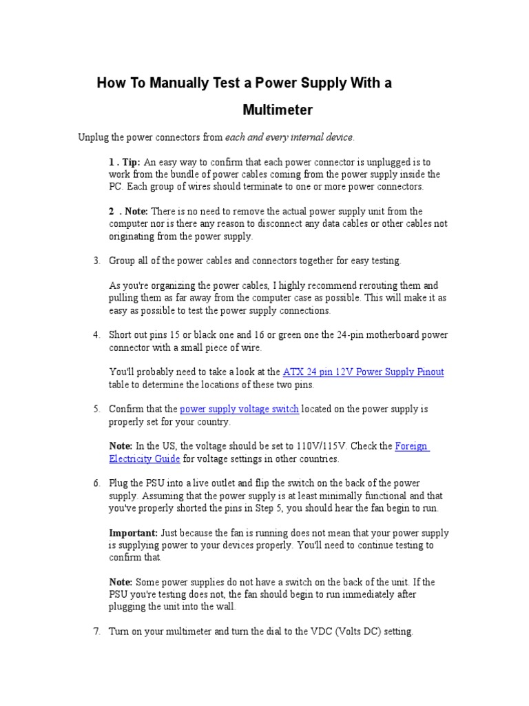 How To Test Power Supply | PDF