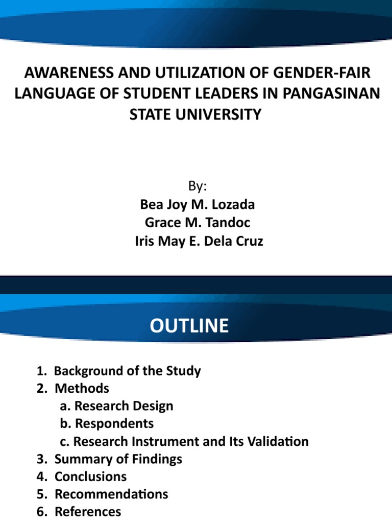 Awareness and Utilization of Gender-Fair Language of Student Leaders in ...