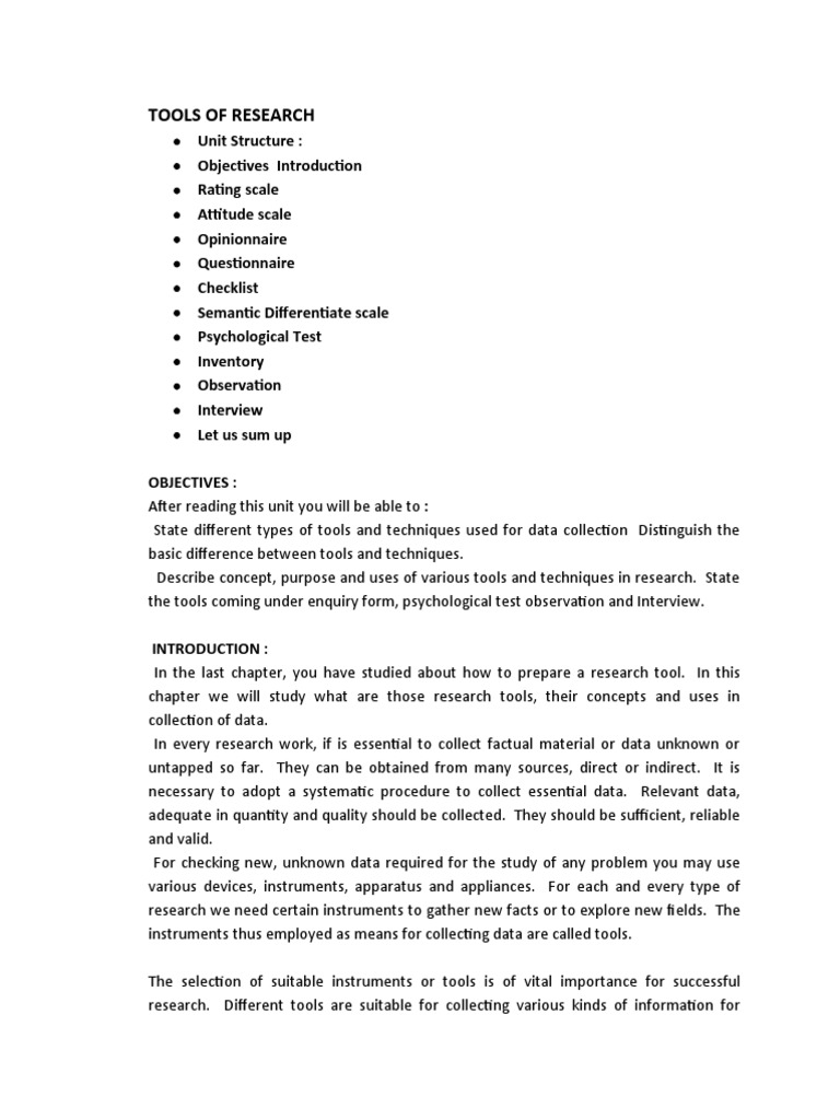 Types of Research Tools Explained | PDF | Human Nature | Cognition