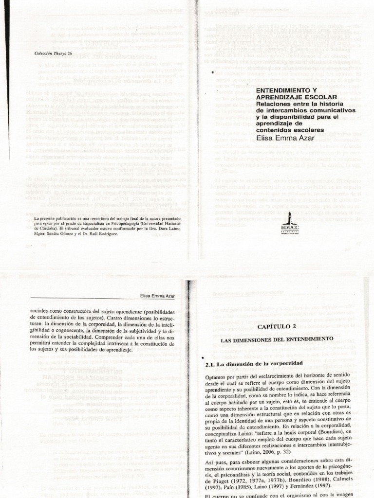 Elisa Emma Azar. Entendimiento y Aprendizaje Escolar | PDF | Percepción | Aprendizaje