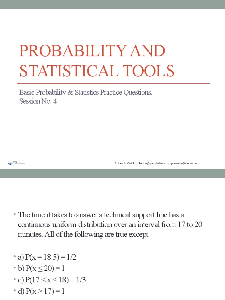 Probability and Statistical Tools: Basic Probability & Statistics ...