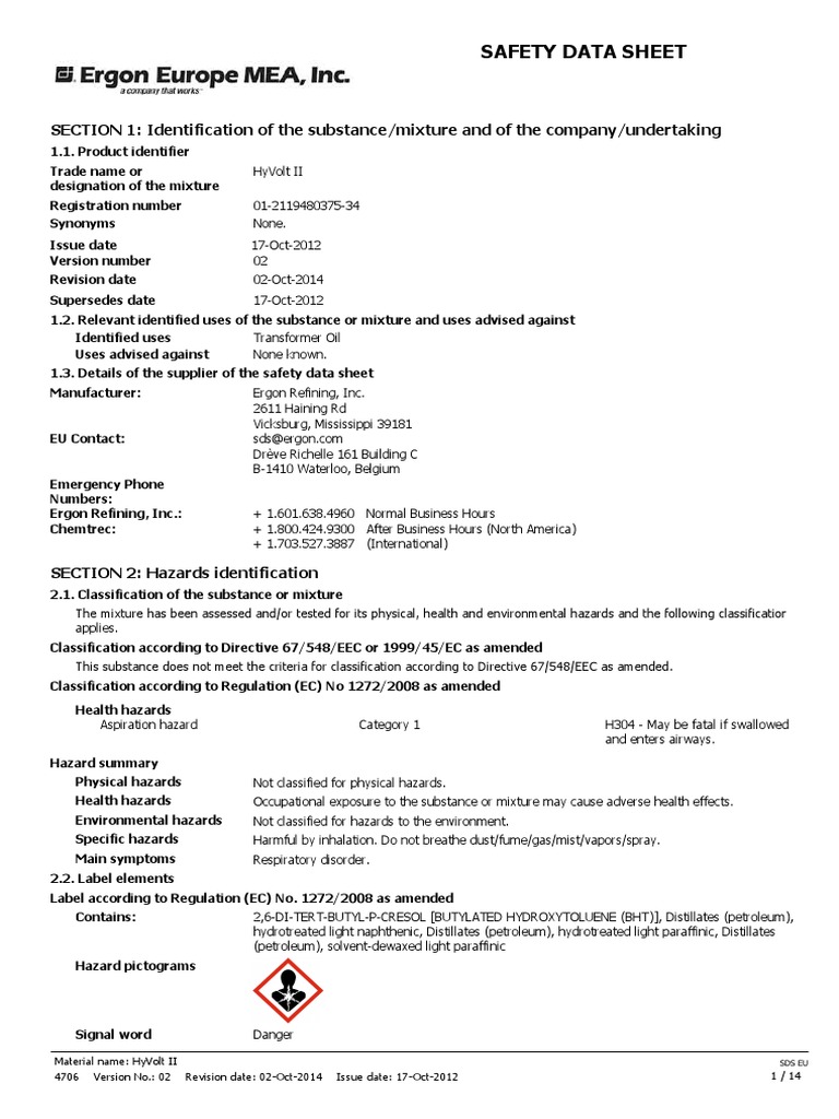 Safety Data Sheet: SECTION 1: Identification of The Substance/mixture ...