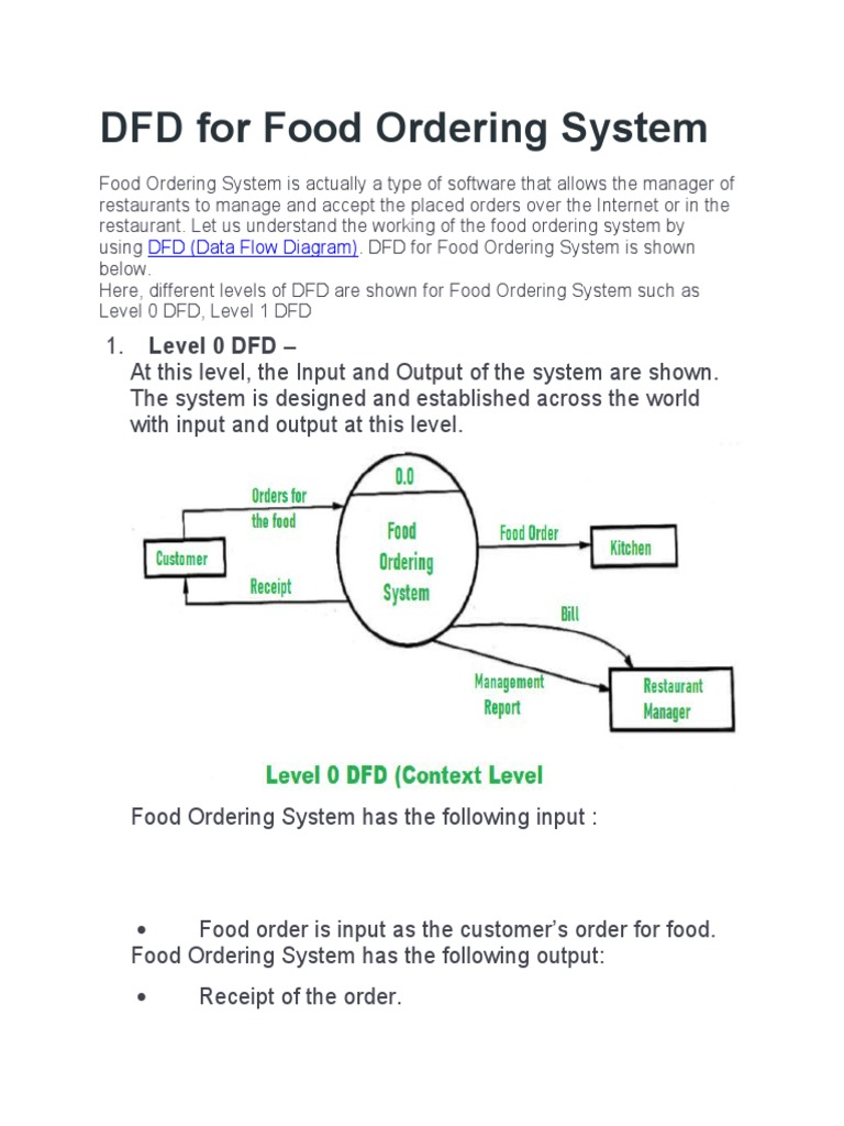 DFD For Food Ordering System | PDF