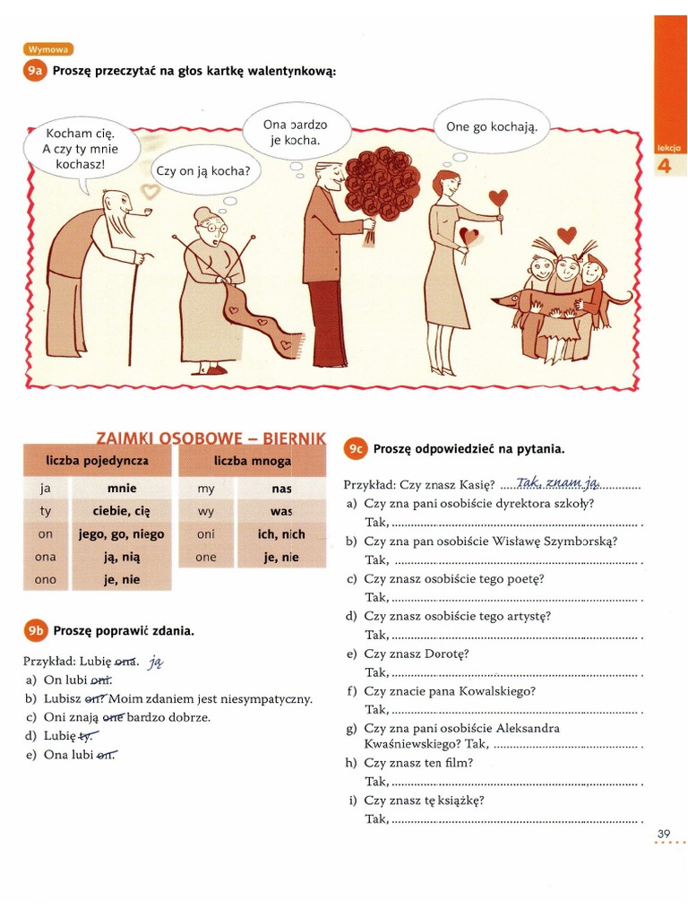 Exercicio Pronomes Zaimki Osobowe Biernik | PDF