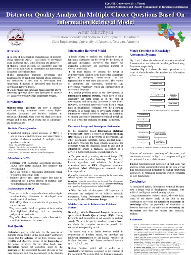 DQA in MCQ Based On IR Model Final Poster | PDF | Multiple Choice ...