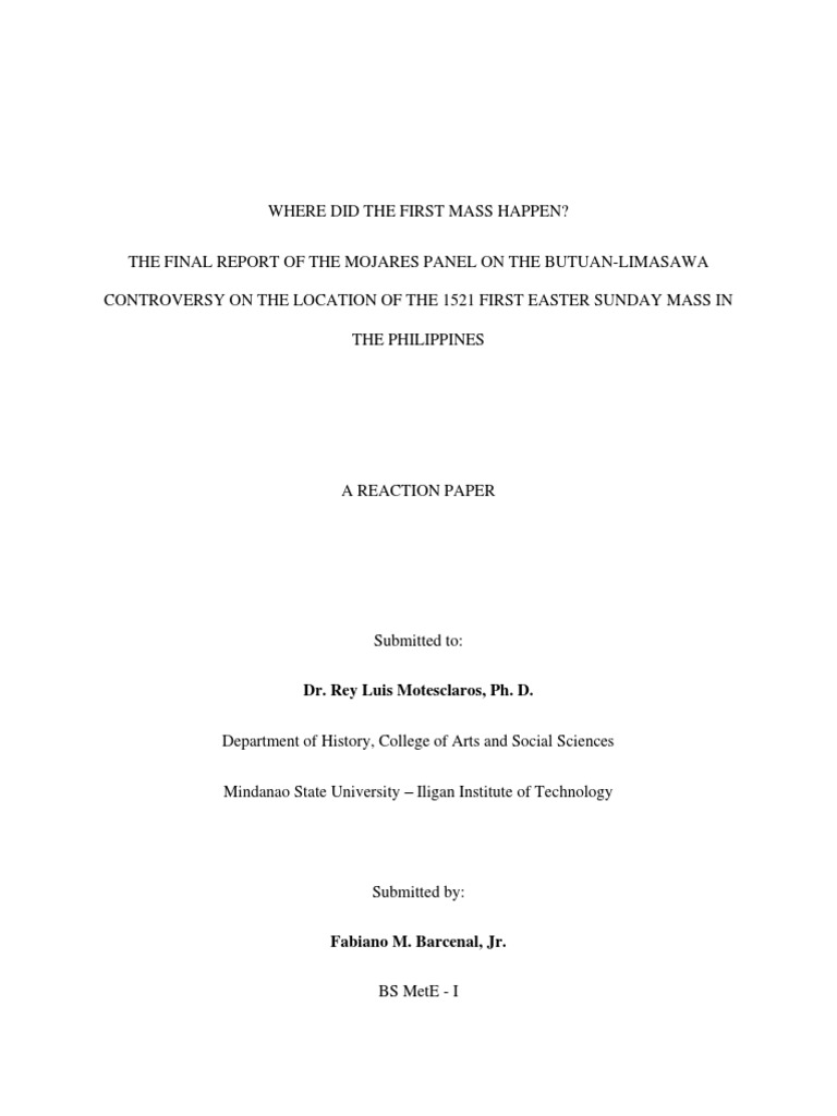 Reaction Paper On Mojares Report | PDF