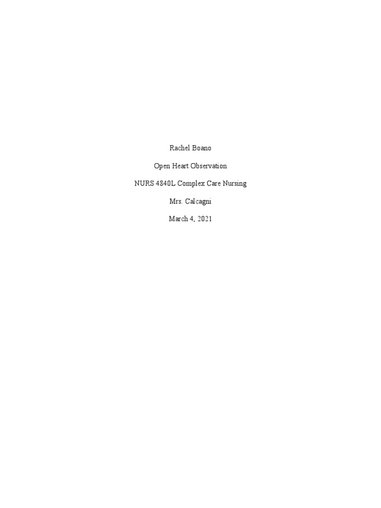 Open Heart Observation | PDF | Coronary Artery Bypass Surgery | Cardiac ...