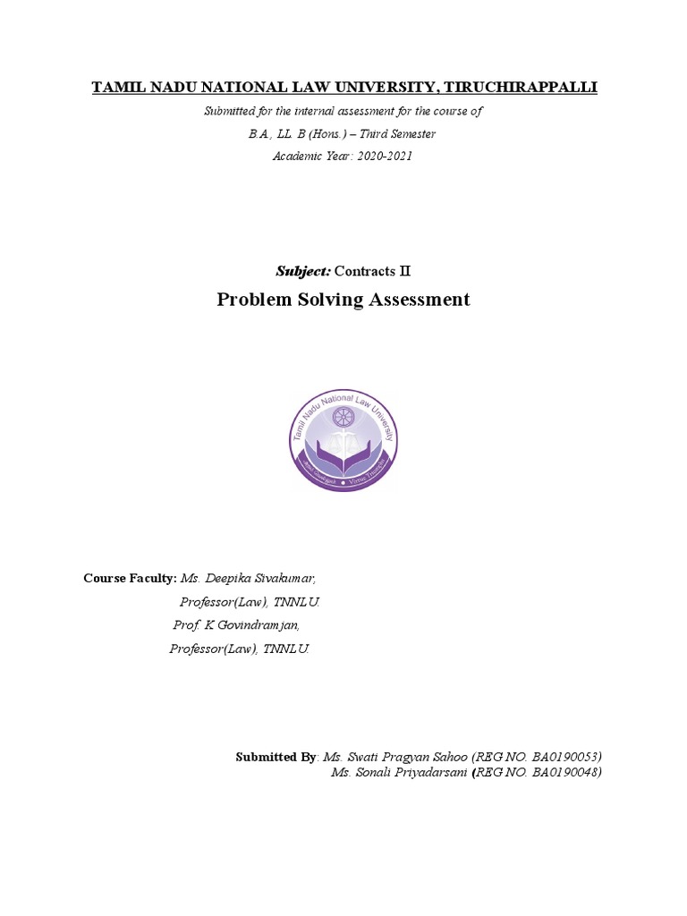 Contracts Problem Solving. 1 | PDF | Breach Of Contract | Damages