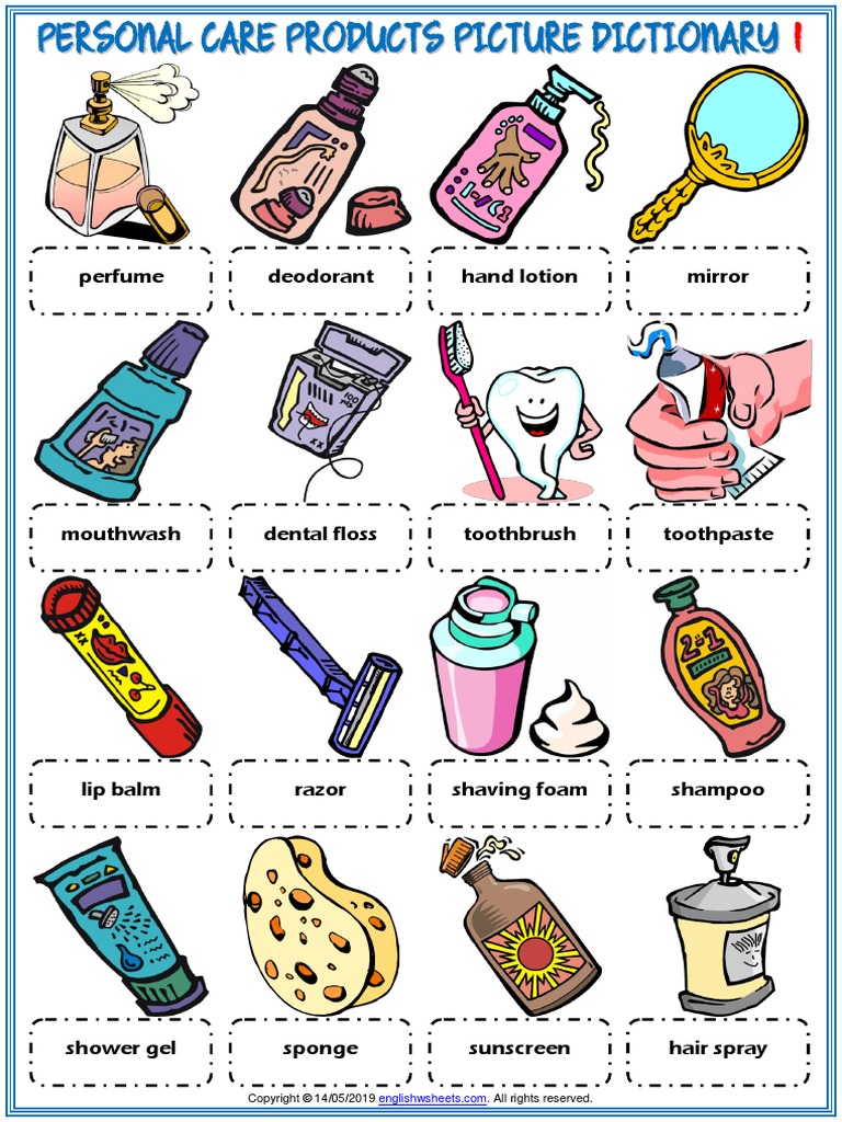 Personal Care Products Vocabulary Esl Picture Dictionary Worksheets For ...