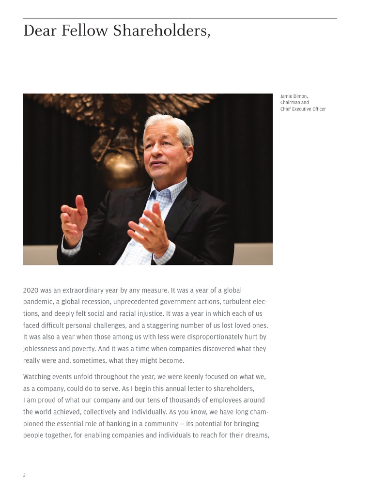 Ceo Letter To Shareholders 2020 | PDF | Credit | Finance & Money Management