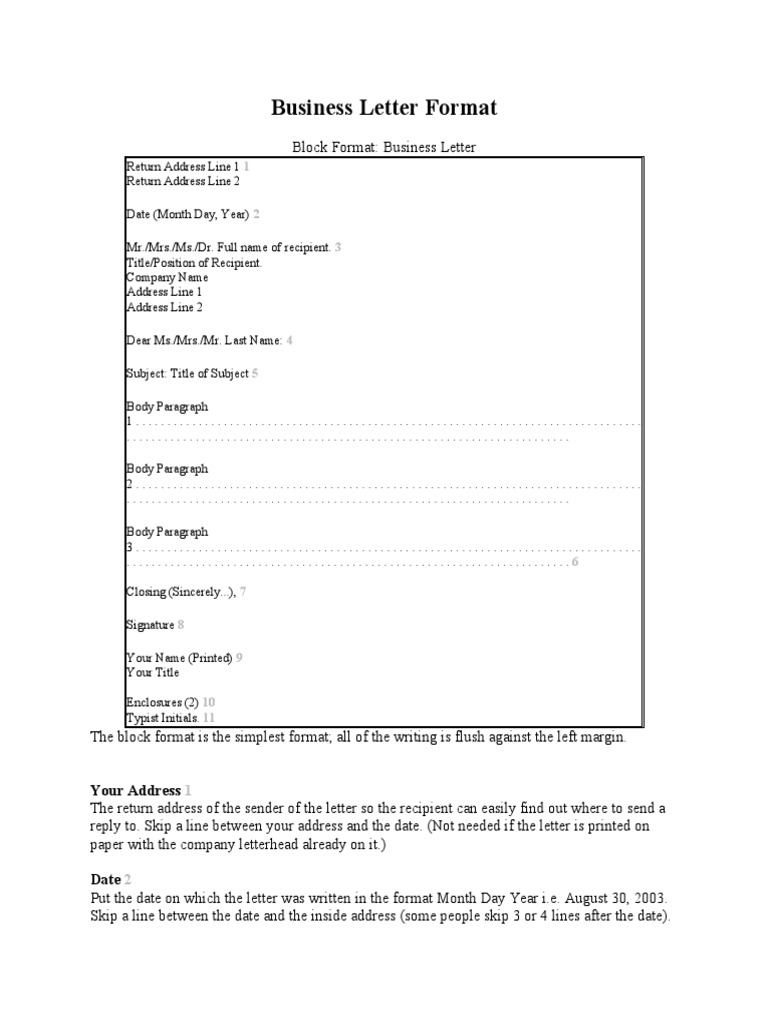 Business Letter Format Guide | PDF | Communication | Writing