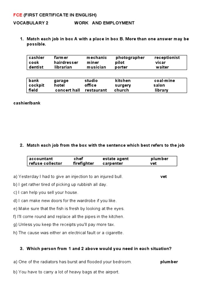 Work and Employment Vocabulary Guide | PDF | Salary | Employment