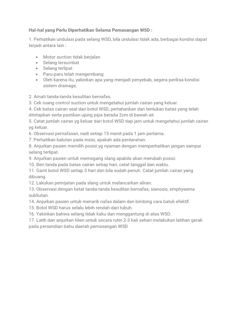 Cara Pemasangan dan Perawatan WSD yang Benar | PDF