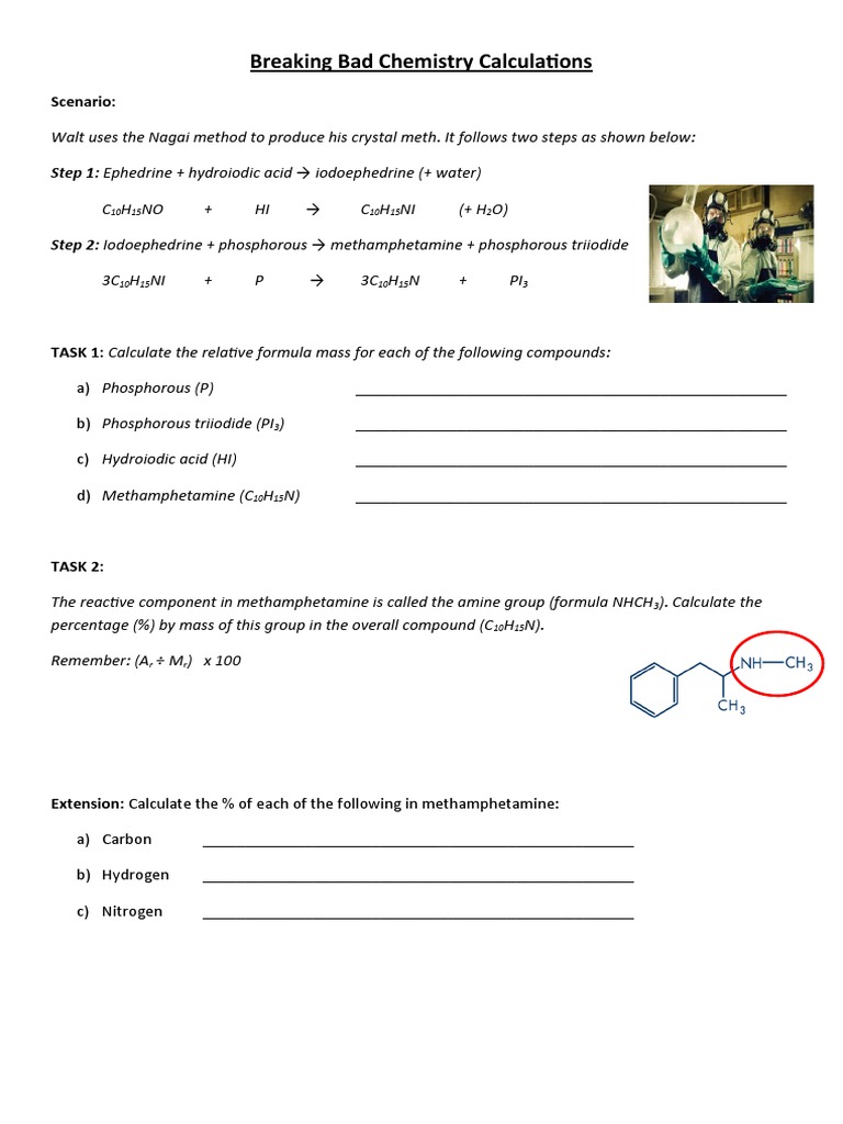 Breaking Bad Chemistry Calculations: Step 1: Ephedrine + Hydroiodic ...