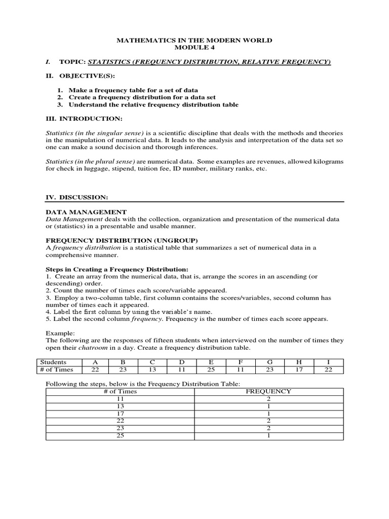MMW Module 4 - Statistics | PDF | Normal Distribution | Regression Analysis