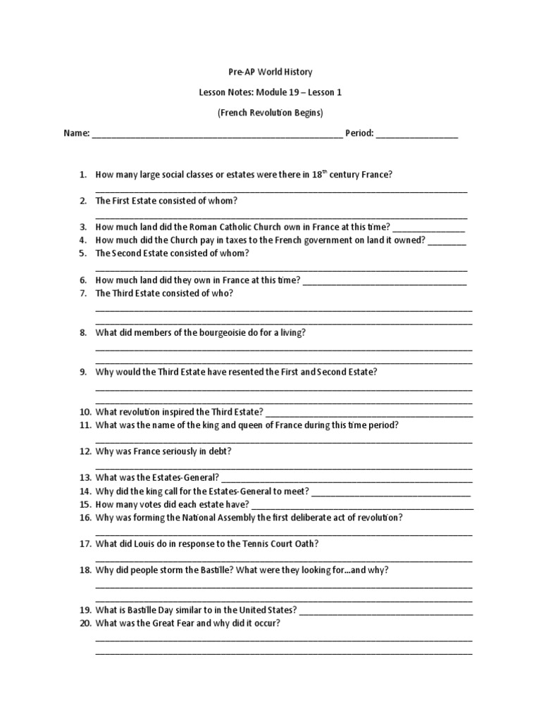 Worksheet Module 19 - Lesson 1 | PDF | Politics Of France | Wars Of ...