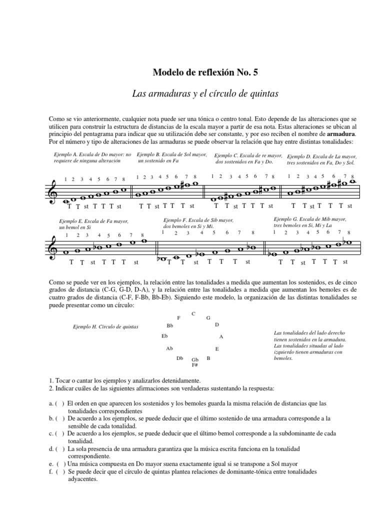 5 Armaduras y Circulo de 5tas | PDF | Escala (música) | Escalas musicales