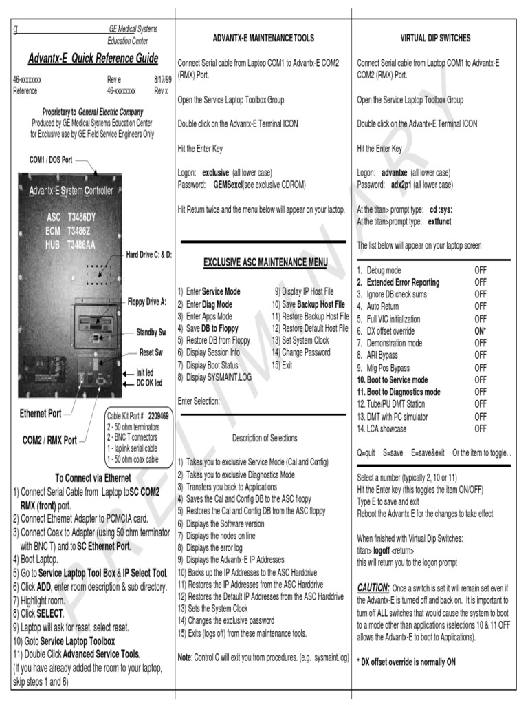 Configuring and Troubleshooting the Advantx-E Medical Imaging System ...