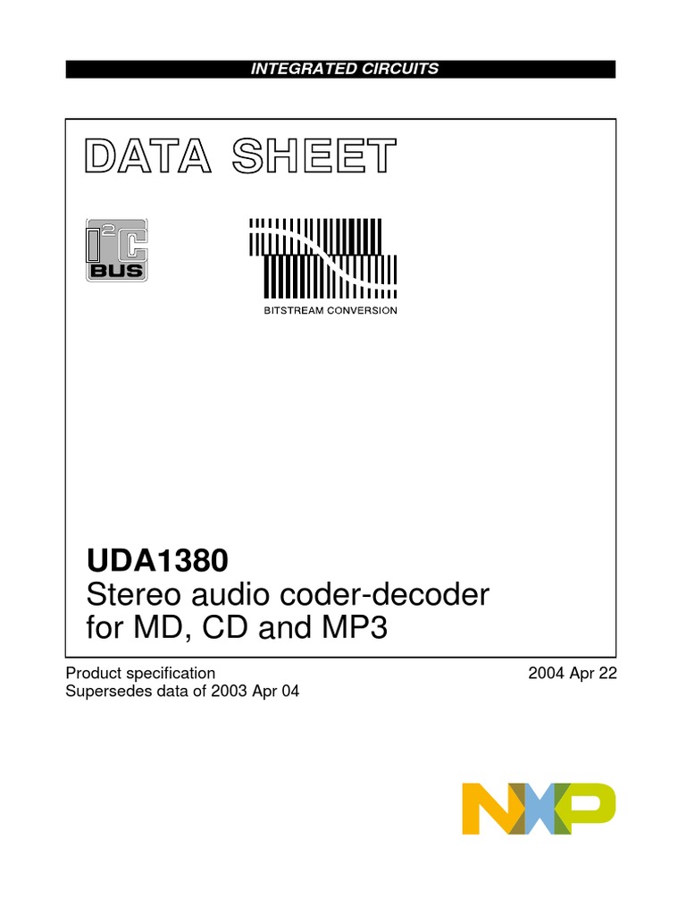 Data Sheet: Stereo Audio Coder-Decoder For MD, CD and MP3 | PDF ...