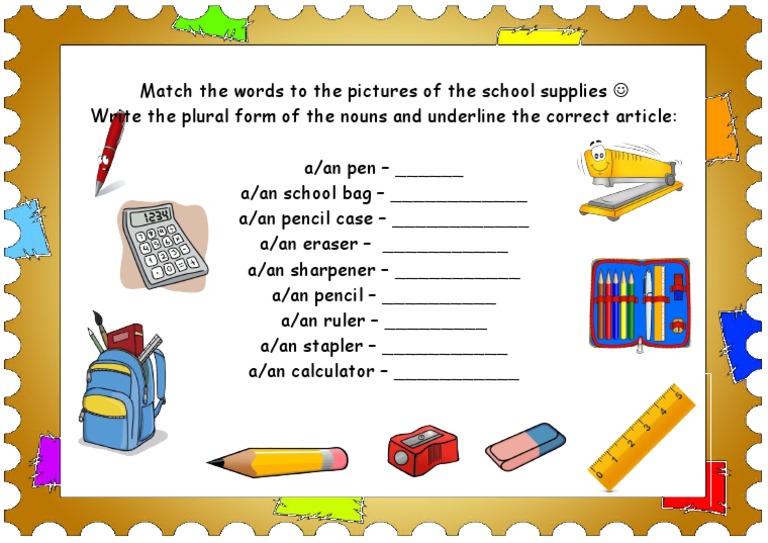 Plural Form. Classroom Objects | PDF