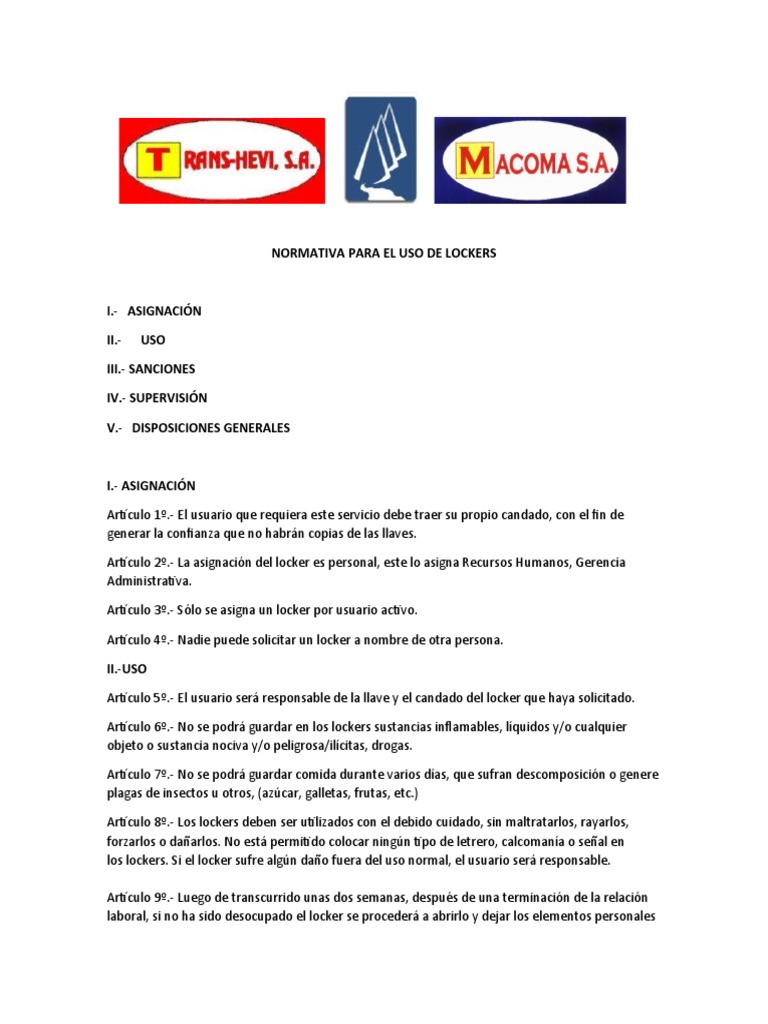 Normativa para El Uso de Lockers | PDF | Business