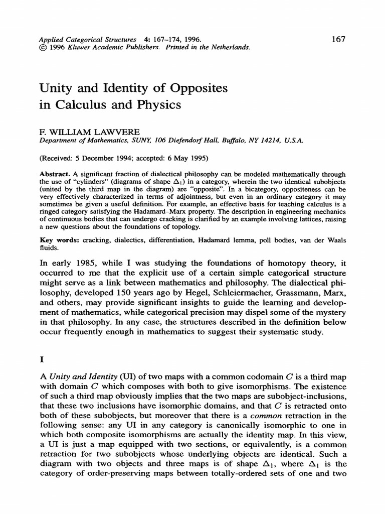 Unity and Identity of Opposites in Calculus and Physics | PDF | Ring ...