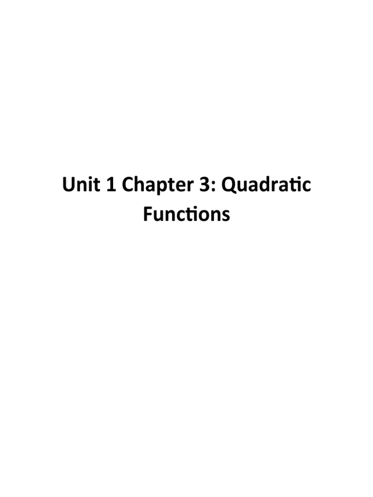 Unit 1 Chapter 3: Quadratic Functions | PDF | Quadratic Equation ...
