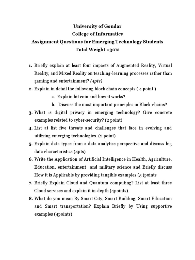 Emerging Technology Assignment | PDF