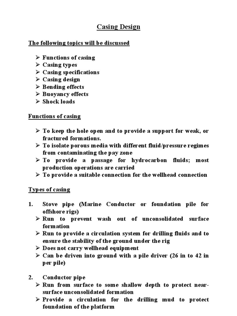 Casing Design | PDF | Casing (Borehole) | Strength Of Materials