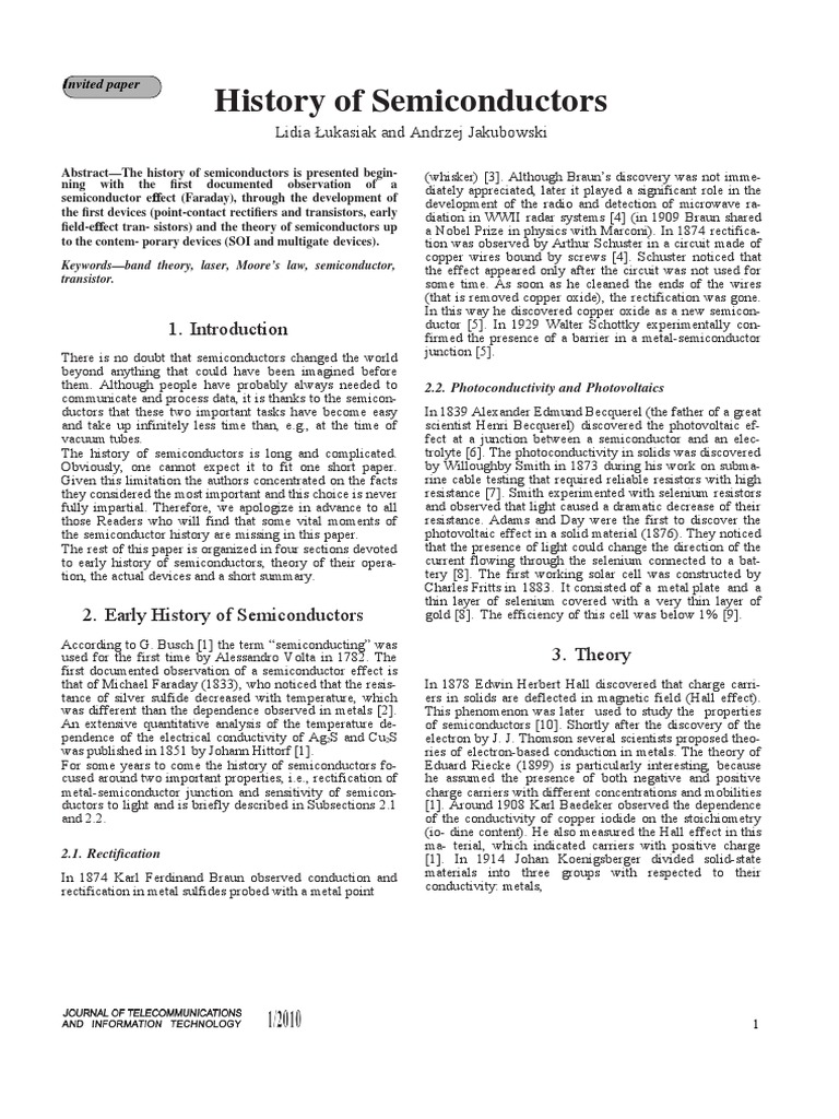 A Concise History of Semiconductors from Early Observations and ...