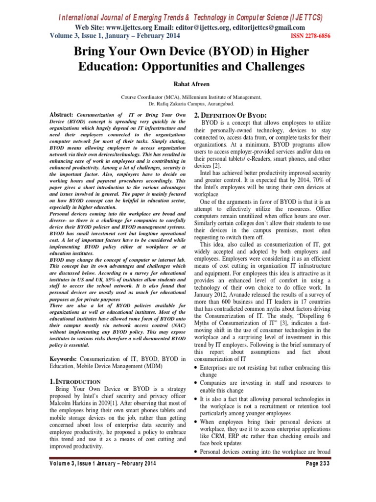 BYOD in Higher Education | PDF | Information Technology | Computing