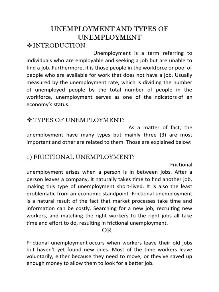 3) Unemployment and Types of Unemployment | PDF | Business Cycle ...