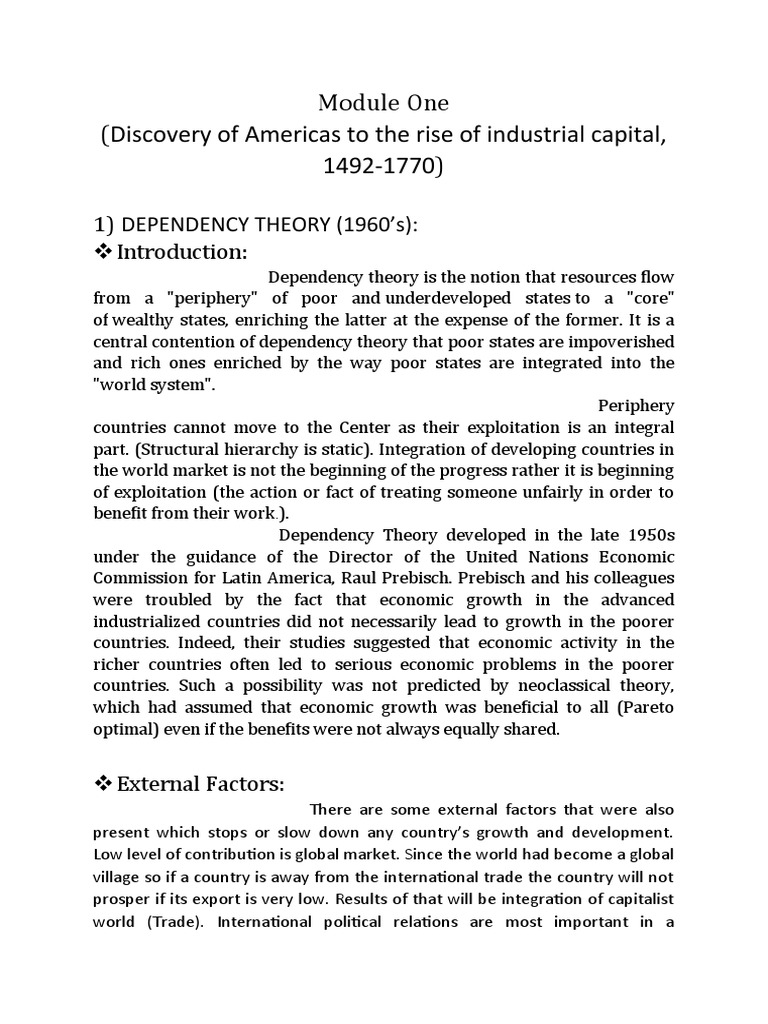 Dependency Theory Overview 1492-1770 | PDF | Exploitation Of Labour ...