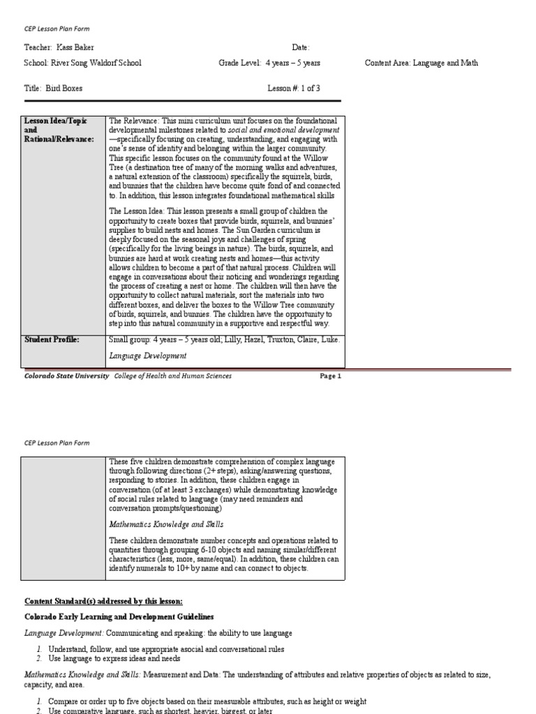 Lesson Idea/Topic and Rational/Relevance:: CEP Lesson Plan Form | PDF ...