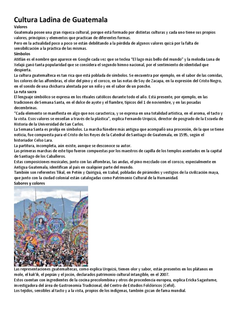 Cultura Ladina en Guatemala: Tradiciones y Valores | PDF | Guatemala ...
