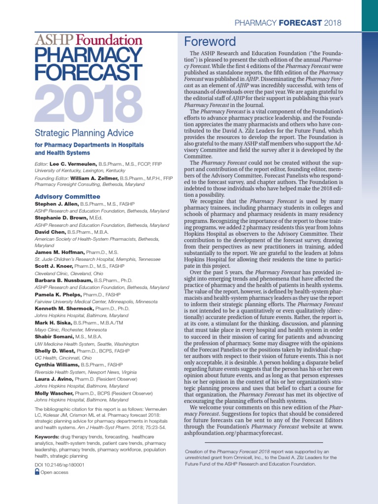 AJHP Pharmacy Forecast 2018-3 | PDF | Clinical Trial | Pharmacy