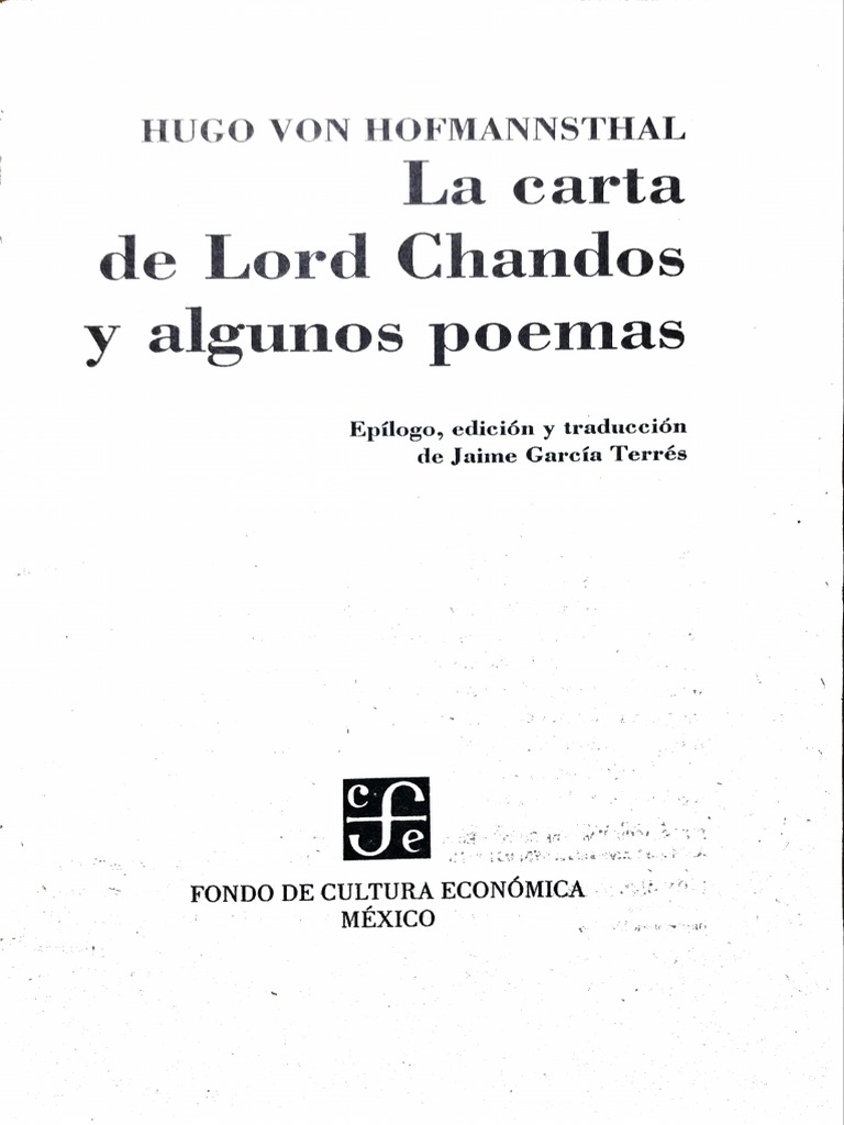 La Carta de Lord Chandos - Hofmannsthal | PDF