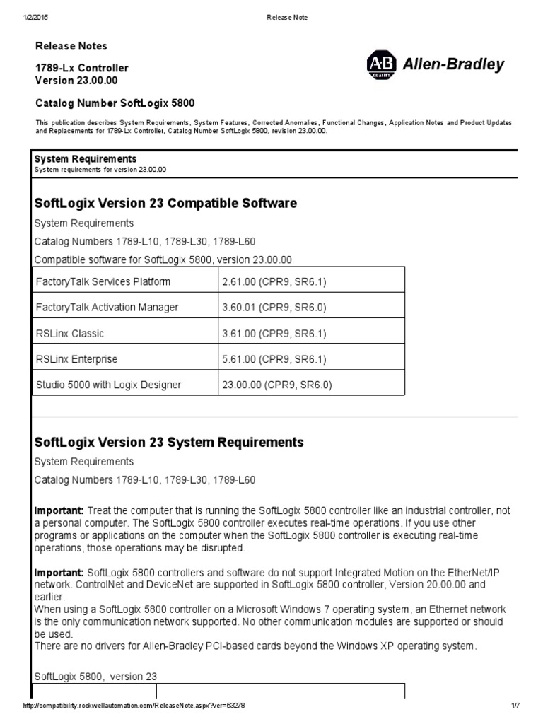 SoftLogix V23 Release Note | PDF