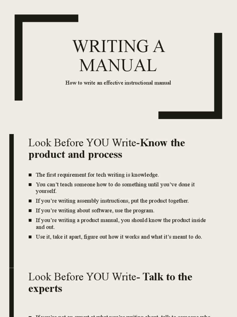 Writing A Manual: How To Write An Effective Instructional Manual | PDF ...