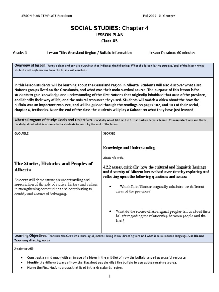 Social Studies: Chapter 4: Lesson Plan Class #3 | PDF | American Bison ...