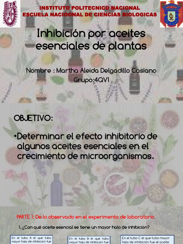 P. Inhibición Por Aceites Esenciales de Plantas | PDF | Aceite esencial ...