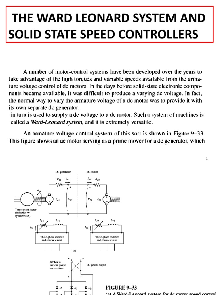 04 The Ward Leonard System and Solid State Speed Controller | PDF