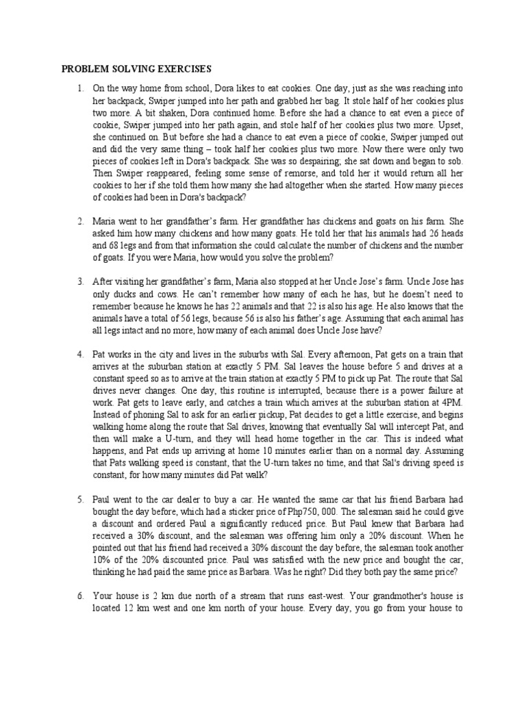 Problem Solving Exercises | PDF