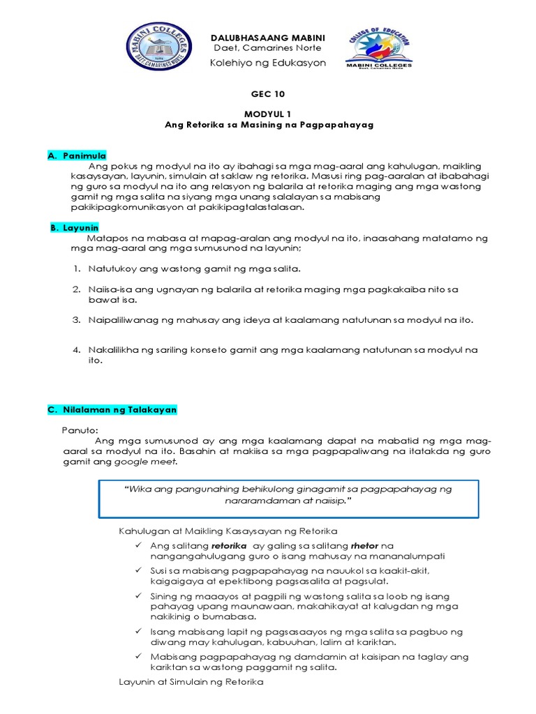 Modyul 1-Gec 10 | PDF